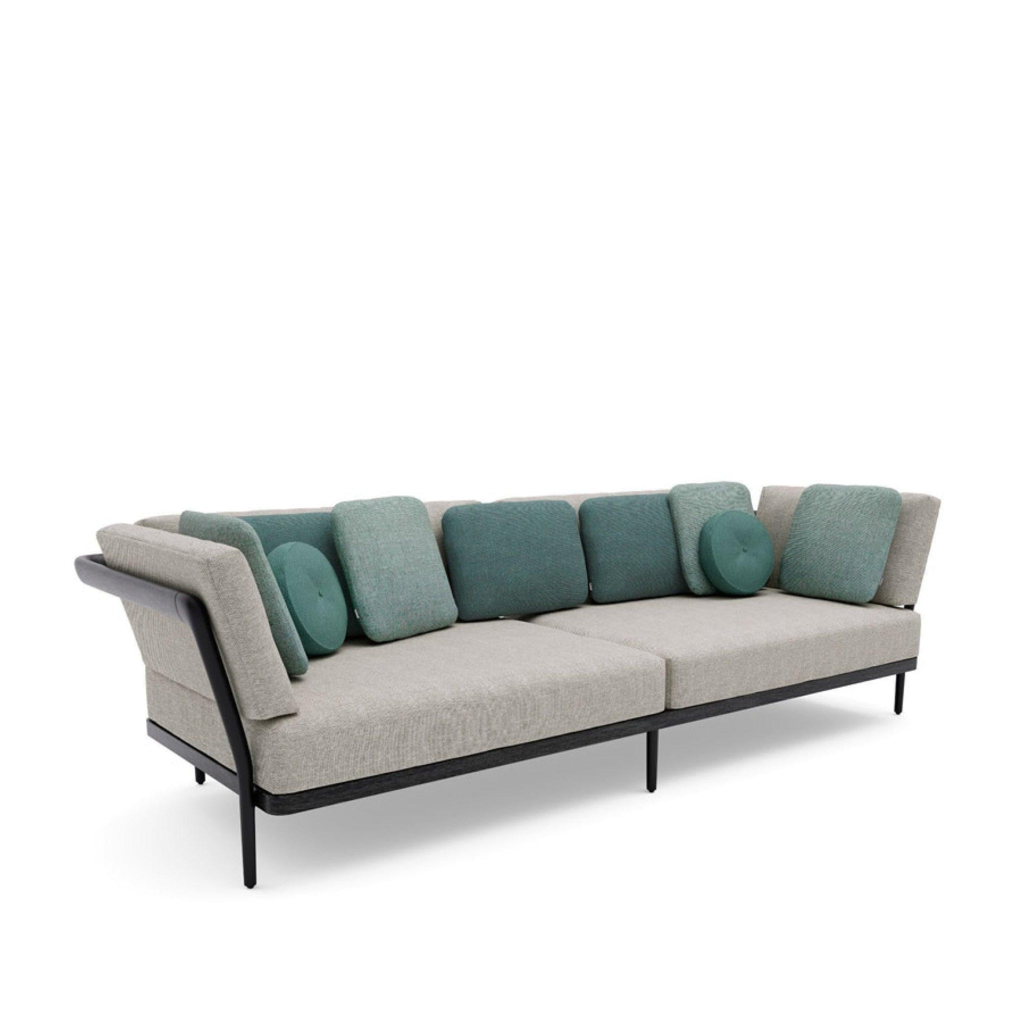 Deep 3 -seater sofa flows - black/teak nero